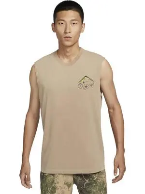 Nike Dri-fit Graphic Running Tank - Khaki