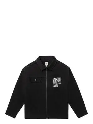 VANS Embroidered Printed Lapel Zip-up Jacket - Black