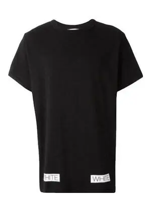 Off-White Ss21 Cotton Stripe Printing Pattern Round Neck Short Sleeve Black - Black/white