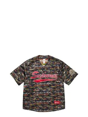 Supreme Floral Jacquard Baseball Jersey - Navy