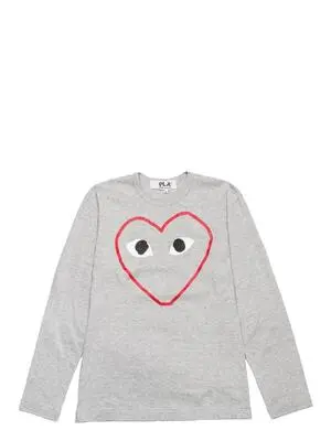 Play Comme Des Garcon Red Love Printing Gray Long Sleeves - Grey