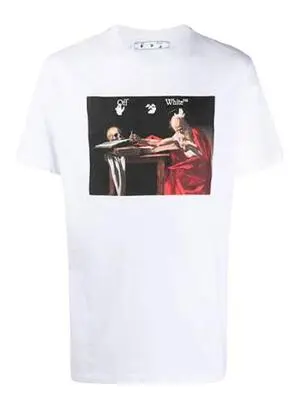 Off-White Ss21 Printing Pattern Round Neck Short Sleeve - White