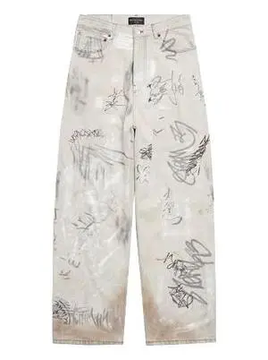Balenciaga Graffiti Baggy Jeans - Grey