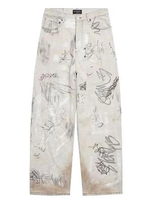 Balenciaga Graffiti Baggy Jeans - Grey