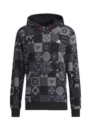 Adidas Cny Aop Hood Pattern Full Print Sports - Black