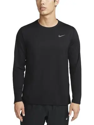 Nike Dri-fit Uv Long-sleeve Running T-shirt - Black/white