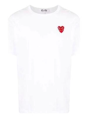 Play Comme Des Garcon Basic T-shirt Red Family Heart - White
