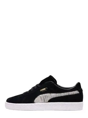 PUMA Suede Ripped Denim Low Top Sneakers - Black