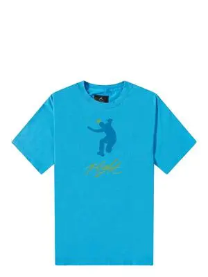 JORDAN X Union Crossover Solid Color Alphabet Pattern Cartoon Printing Round Neck Short Sleeve Us Edition Blue - Default Color