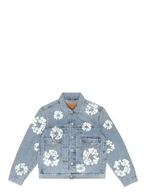DENIM TEARS X Levi's Type Ii Trucker Jacket With All Over Wreath Print - Light Denim
