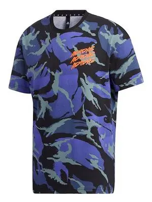 Adidas Ub Gfx T Aop Sports Camouflage Printing Short Sleeve - Blue