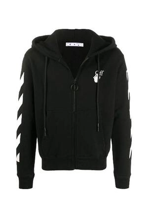 Off-White Hands Arrow Zip-up Hoodie - Black