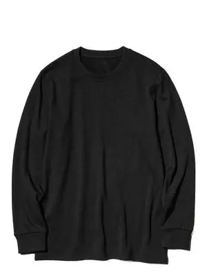 UNIQLO Uniqlo Heattech Crew Neck 3/4 Sleeve T-shirt 'black'