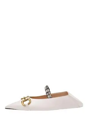 Gucci White Leather Flat Shoes - Default Color