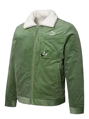 PUMA Cord Embroidered Logo Reversible Corduroy Jacket - Green