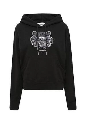 Kenzo Tiger Head Embroidered Hoodie - Black