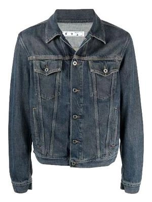 Off-White Logo Pattern Printing Denim Jacket - Blue