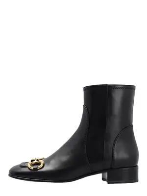 Gucci Horsebit Leather Ankle Boots - Black