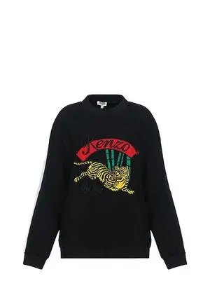 Kenzo Graphic Long Sleeve Pullover Hoodie - Black
