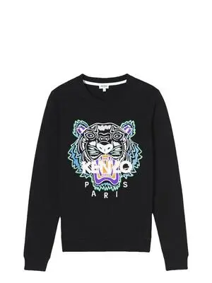 Kenzo Tiger Head Print Crewneck Sweatshirt - Black
