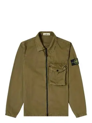 Stone Island Zip Pocket Overshirt - Olive Green