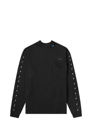 Off-White Cotton High Collar Long Sleeve Shirt With Graphic Detailing - Black