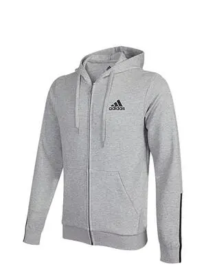 Adidas Knit Hooded Jacket With Logo Printing - Light Grey