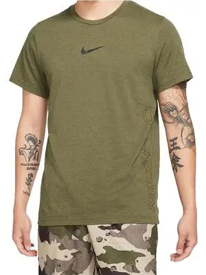 Nike Solid Color Training Alphabet Logo Printing Short Sleeve Green T-shirt - Multi-color