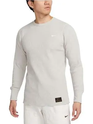 Nike Long Sleeve Textured Crewneck Top - Grey