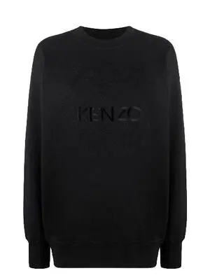 Kenzo Tiger Head Embroidered Logo Pullover Hoodie - Black