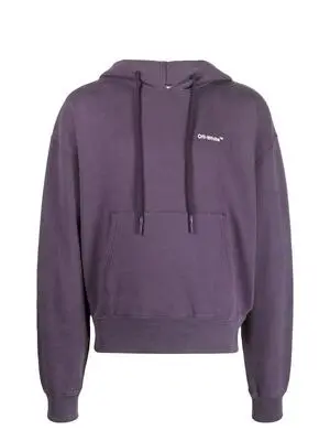 Off-White Character Pattern Slogan Printing Hoodie - Aubergine