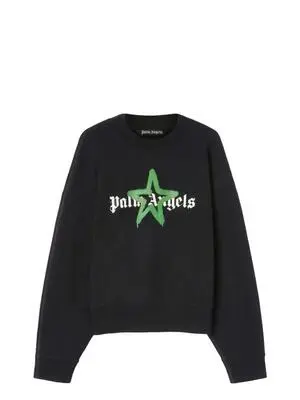 Palm Angels Star Sprayed Logo Sweatshirt - Black/green