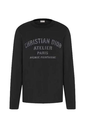 Dior Long Sleeve Crewneck With Alphabet Logo - Black