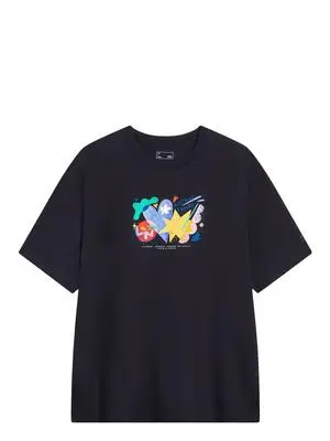 LI-NING Sport Sweat-absorbent Comfortable Tee 'black Multi - Black/white/red