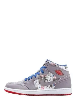 JORDAN 1 Retro Ls 'stealth' Sneakers - Grey/white/red