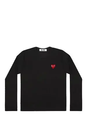 Play Comme Des Garcon Long Sleeve T-shirt With Heart Appliqu - Black