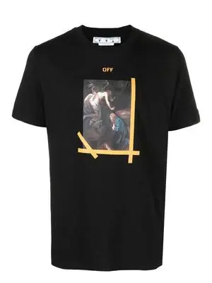 Off-White Caravaggio Printed Cotton T-shirt Black - Black/white