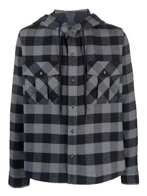 Off-White Arrow Flannel Plaid Crossover Long Sleeves Shirt - Black