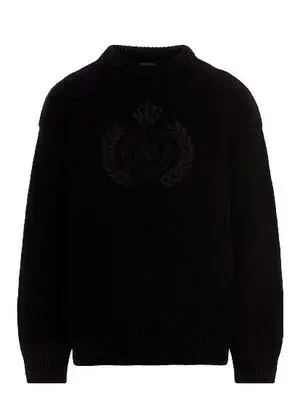 Balenciaga Bb Laurel Crown Logo Crewneck Knitted Sweater - Black