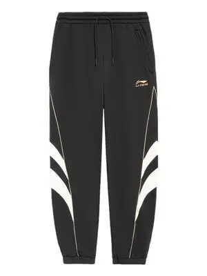 LI-NING Color Block Graphic Sweatpants 'black White - Black/white/yellow