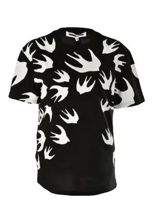 ALEXANDER MCQUEEN Alexander McQueen Black Swallow Print T-Shirt