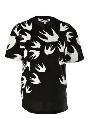 Alexander McQueen Alexander McQueen Black Swallow Print T-Shirt Black/white