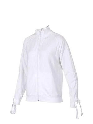 PUMA Zip-up Stand Collar Casual Jacket With Cuffed Sleeves - White