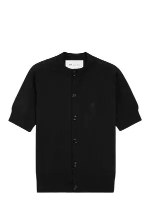 Ami Wool Short Sleeves Cardigan - Black