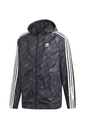 Adidas Originals Mono Logo Hooded Windbreaker Jacket - Black