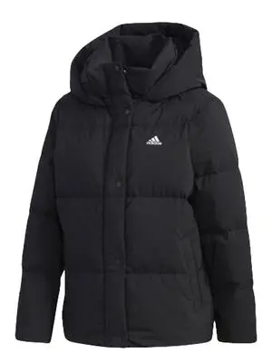 Adidas Padded Hooded Down Jacket With Logo - Black