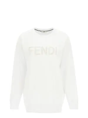 Fendi Fendi Alphabet Logo Long Sleeve Hoodie White