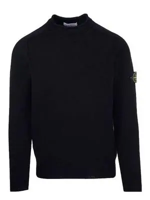 Stone Island Logo Patch Detail Crewneck Sweater - Black