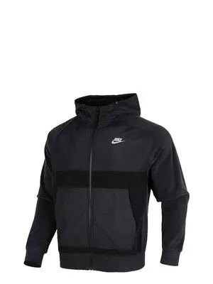 Nike Splicing Pullover Fleece Lined Hoodie - Black