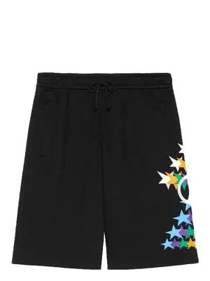 Gucci Ss21 Interlock Double G Printing Cotton Shorts - Black